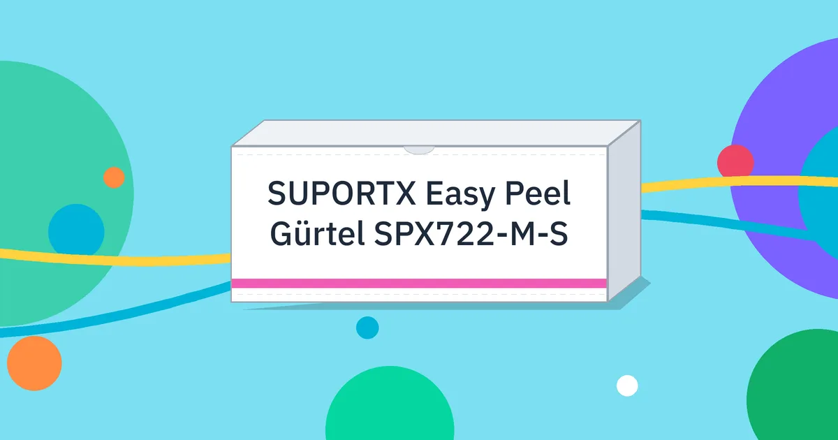 Symbolbild: Packung mit der Aufschrift SUPORTX Easy Peel Gürtel SPX722-M-S (PZN 09386610) – Verfügbarkeit und Bezug in Apotheken in Frankfurt am Main