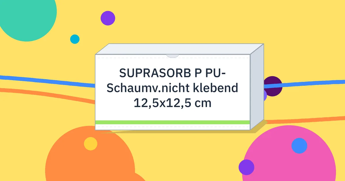 Symbolbild: Packung mit der Aufschrift SUPRASORB P PU-Schaumv.nicht klebend 12,5x12,5 cm (PZN 20548875) – Verfügbarkeit und Bezug in Apotheken in Frankfurt am Main