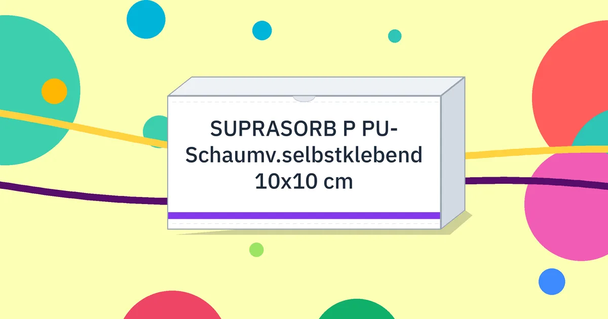 Symbolbild: Packung mit der Aufschrift SUPRASORB P PU-Schaumv.selbstklebend 10x10 cm (PZN 10045096) – Verfügbarkeit und Bezug in Apotheken in Frankfurt am Main