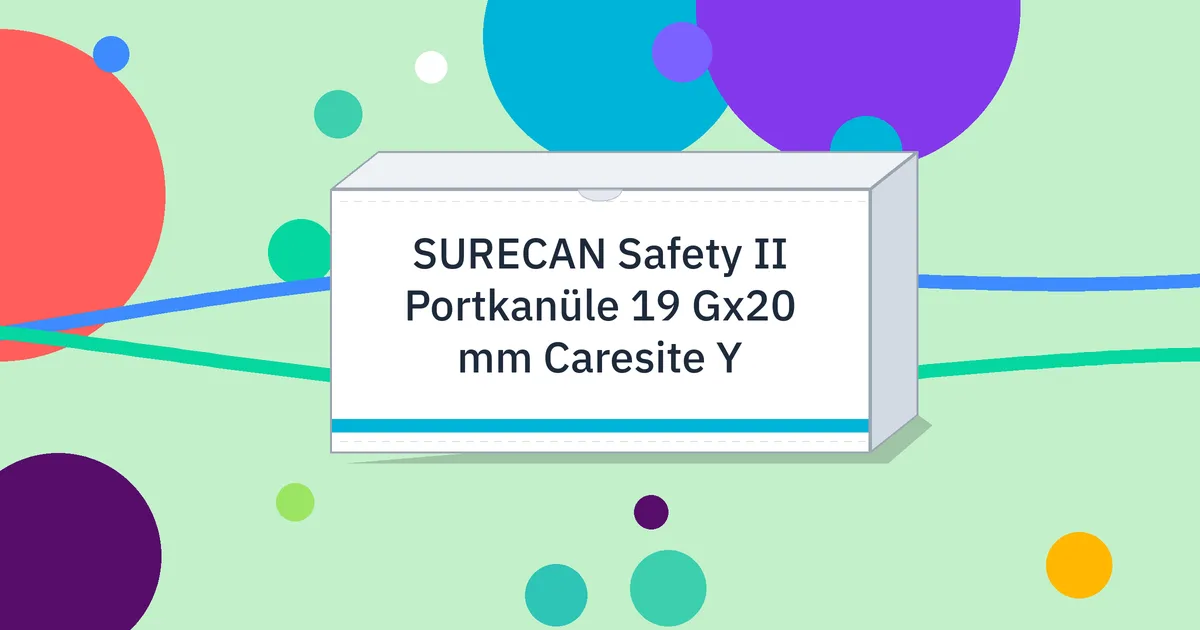 Symbolbild: Packung mit der Aufschrift SURECAN Safety II Portkanüle 19 Gx20 mm Caresite Y (PZN 12647391) – Verfügbarkeit und Bezug in Apotheken in Frankfurt am Main