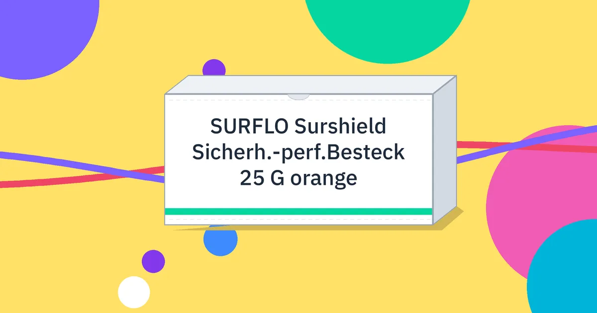 Symbolbild: Packung mit der Aufschrift SURFLO Surshield Sicherh.-perf.Besteck 25 G orange (PZN 06470310) – Verfügbarkeit und Bezug in Apotheken in Frankfurt am Main