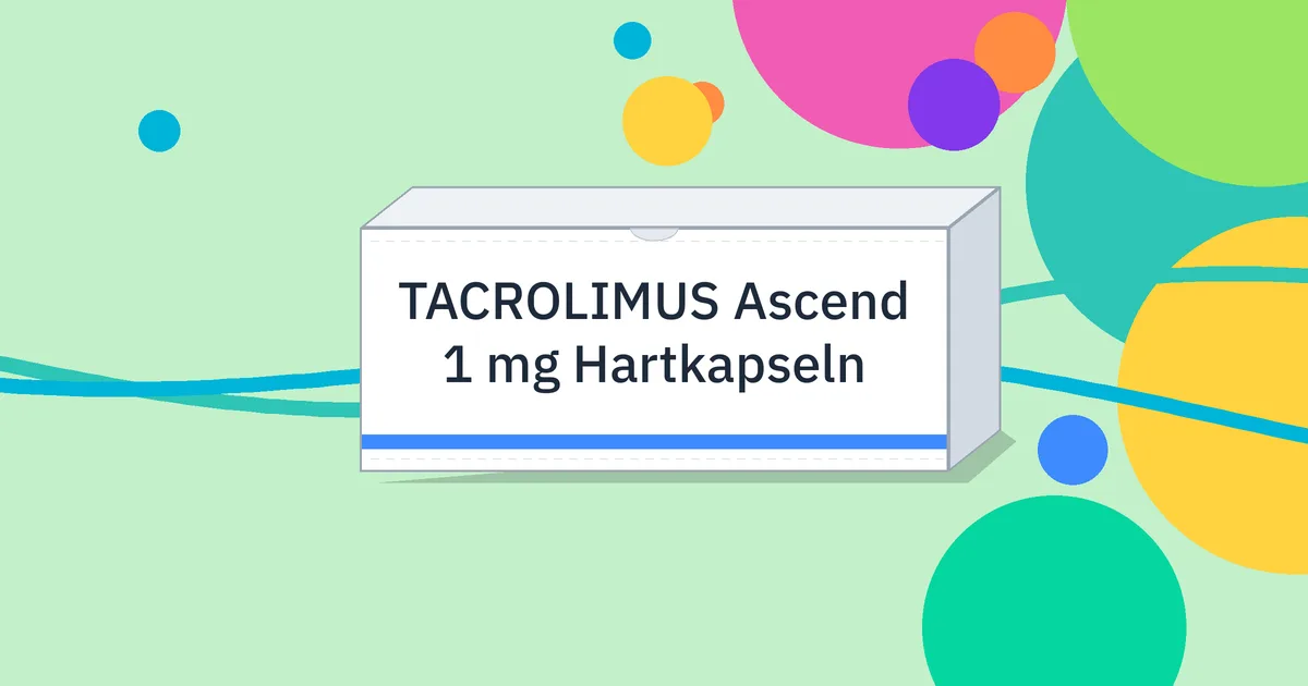 Symbolbild: Packung mit der Aufschrift TACROLIMUS Ascend 1 mg Hartkapseln (PZN 18899751) – Verfügbarkeit und Bezug in Apotheken in Frankfurt am Main