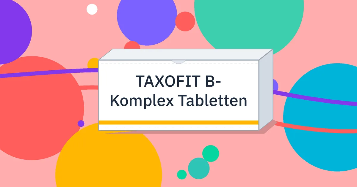 Symbolbild: Packung mit der Aufschrift TAXOFIT B-Komplex Tabletten (PZN 12642525) – Verfügbarkeit und Bezug in Apotheken in Frankfurt am Main