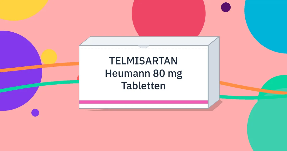 Symbolbild: Packung mit der Aufschrift TELMISARTAN Heumann 80 mg Tabletten (PZN 15864769) – Verfügbarkeit und Bezug in Apotheken in Frankfurt am Main