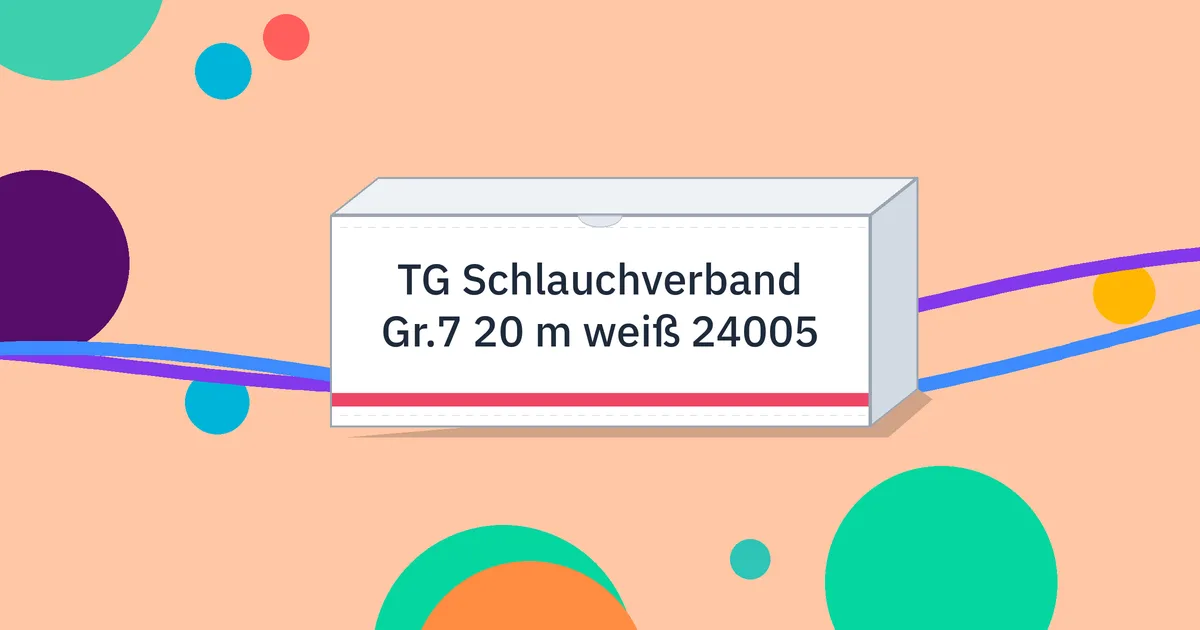 Symbolbild: Packung mit der Aufschrift TG Schlauchverband Gr.7 20 m weiß 24005 (PZN 02881364) – Verfügbarkeit und Bezug in Apotheken in Frankfurt am Main
