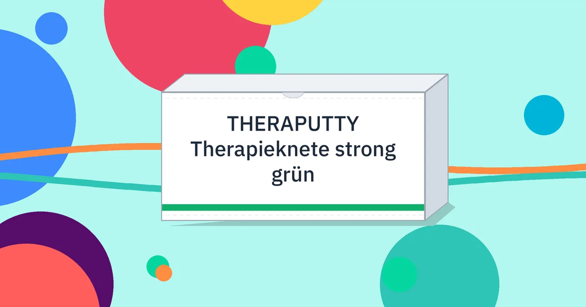 Symbolbild: Packung mit der Aufschrift THERAPUTTY Therapieknete strong grün (PZN 13712475) – Verfügbarkeit und Bezug in Apotheken in Frankfurt am Main