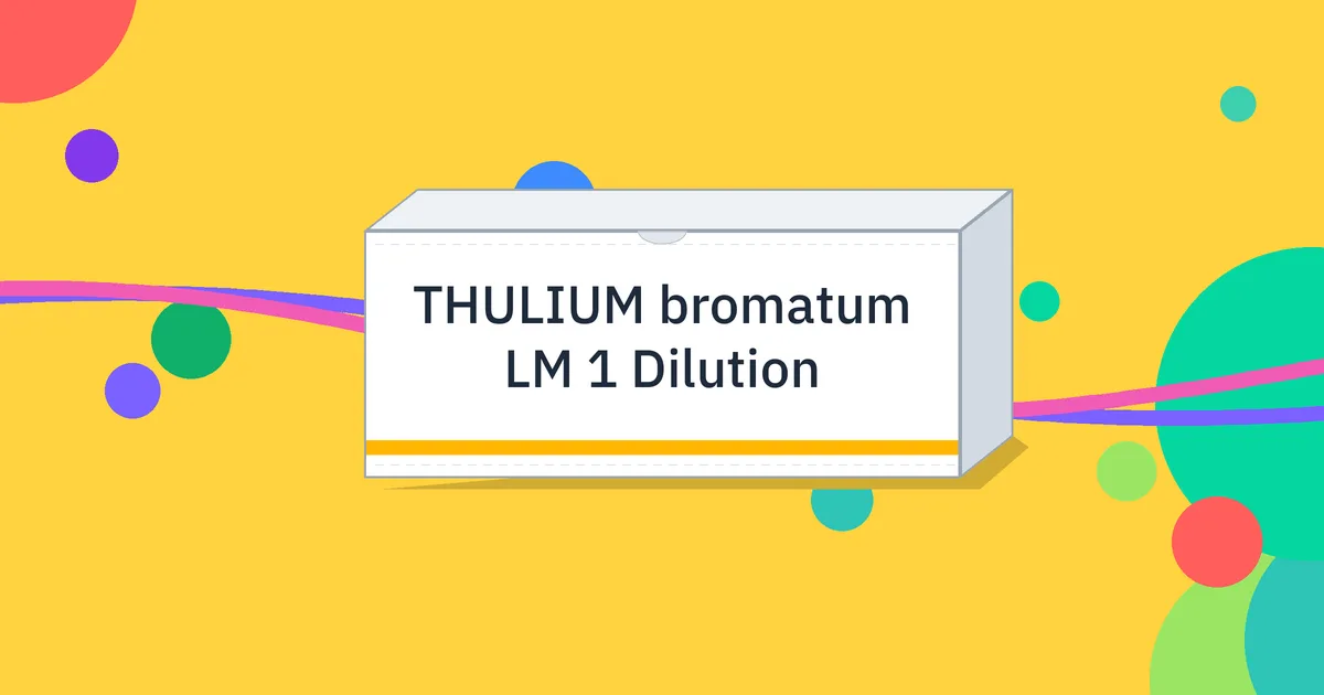 Symbolbild: Packung mit der Aufschrift THULIUM bromatum LM 1 Dilution (PZN 13690584) – Verfügbarkeit und Bezug in Apotheken in Frankfurt am Main