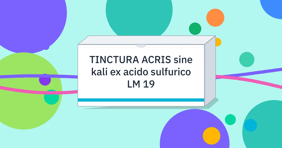 Symbolbild: Packung mit der Aufschrift TINCTURA ACRIS sine kali ex acido sulfurico LM 19 (PZN 13701193) – Verfügbarkeit und Bezug in Apotheken in Frankfurt am Main