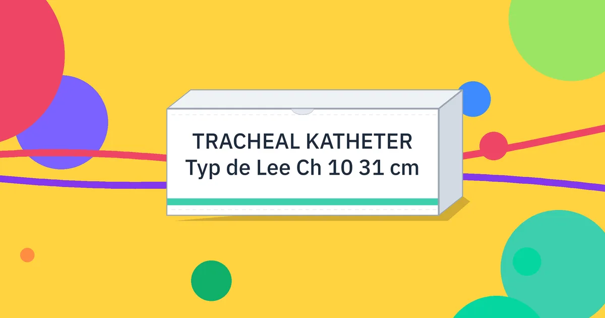 Symbolbild: Packung mit der Aufschrift TRACHEAL KATHETER Typ de Lee Ch 10 31 cm (PZN 06336534) – Verfügbarkeit und Bezug in Apotheken in Frankfurt am Main