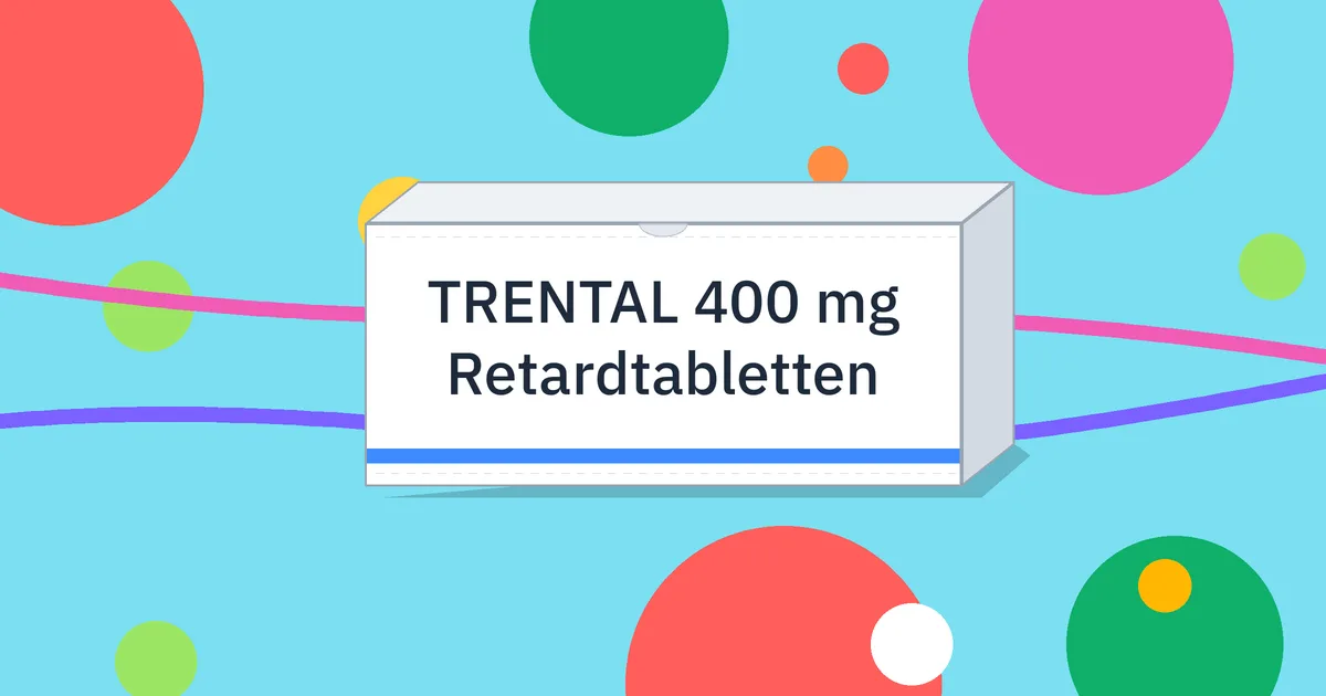 Symbolbild: Packung mit der Aufschrift TRENTAL 400 mg Retardtabletten (PZN 00281068) – Verfügbarkeit und Bezug in Apotheken in Frankfurt am Main