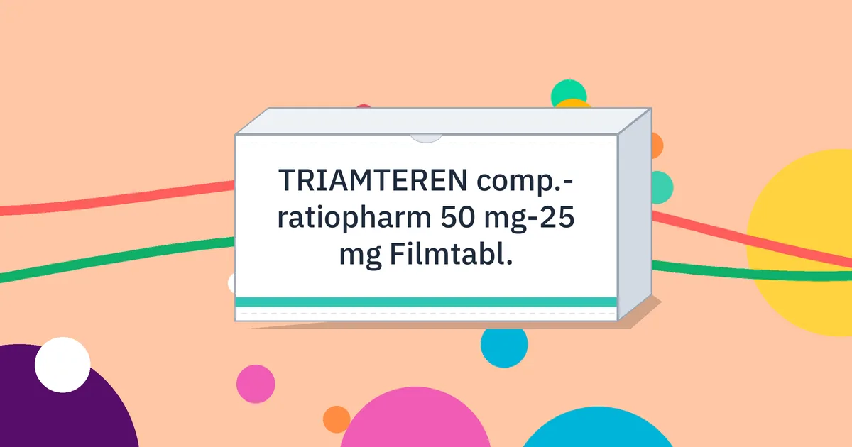Symbolbild: Packung mit der Aufschrift TRIAMTEREN comp.-ratiopharm 50 mg-25 mg Filmtabl. (PZN 02581923) – Verfügbarkeit und Bezug in Apotheken in Frankfurt am Main