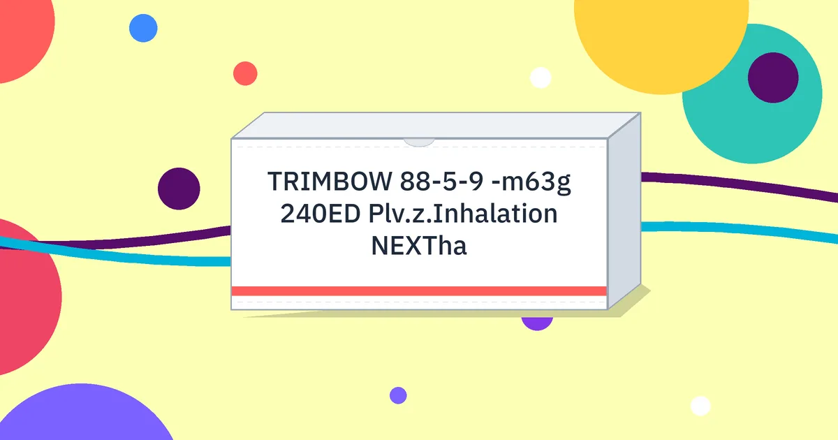 Symbolbild: Packung mit der Aufschrift TRIMBOW 88-5-9 -m63g 240ED Plv.z.Inhalation NEXTha (PZN 17255419) – Verfügbarkeit und Bezug in Apotheken in Frankfurt am Main