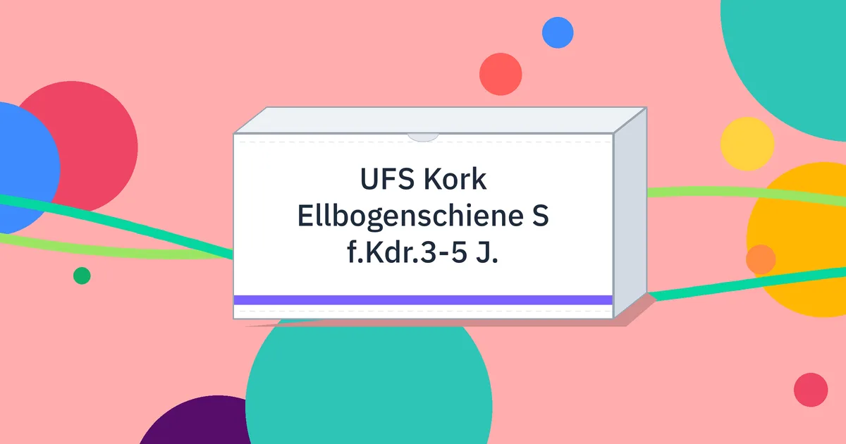 Symbolbild: Packung mit der Aufschrift UFS Kork Ellbogenschiene S f.Kdr.3-5 J. (PZN 04810960) – Verfügbarkeit und Bezug in Apotheken in Frankfurt am Main