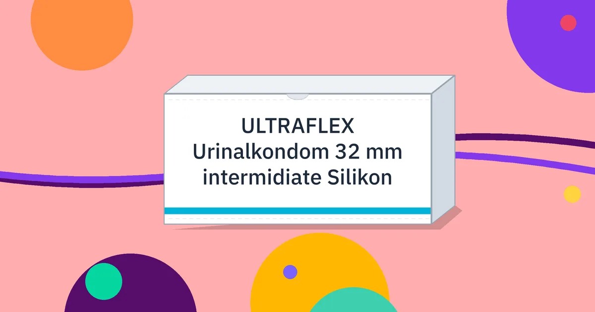 Symbolbild: Packung mit der Aufschrift ULTRAFLEX Urinalkondom 32 mm intermidiate Silikon (PZN 11136435) – Verfügbarkeit und Bezug in Apotheken in Frankfurt am Main