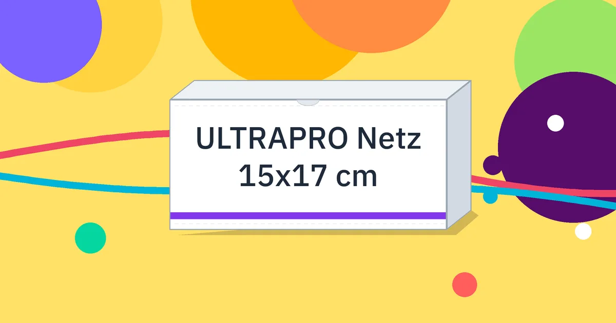 Symbolbild: Packung mit der Aufschrift ULTRAPRO Netz 15x17 cm (PZN 16256138) – Verfügbarkeit und Bezug in Apotheken in Frankfurt am Main