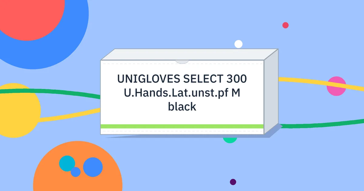 Symbolbild: Packung mit der Aufschrift UNIGLOVES SELECT 300 U.Hands.Lat.unst.pf M black (PZN 18102497) – Verfügbarkeit und Bezug in Apotheken in Frankfurt am Main