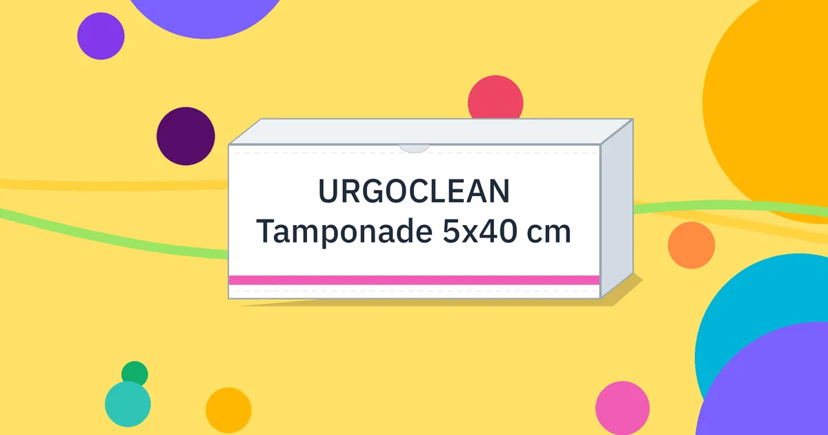 Symbolbild: Packung mit der Aufschrift URGOCLEAN Tamponade 5x40 cm (PZN 08456254) – Verfügbarkeit und Bezug in Apotheken in Frankfurt am Main