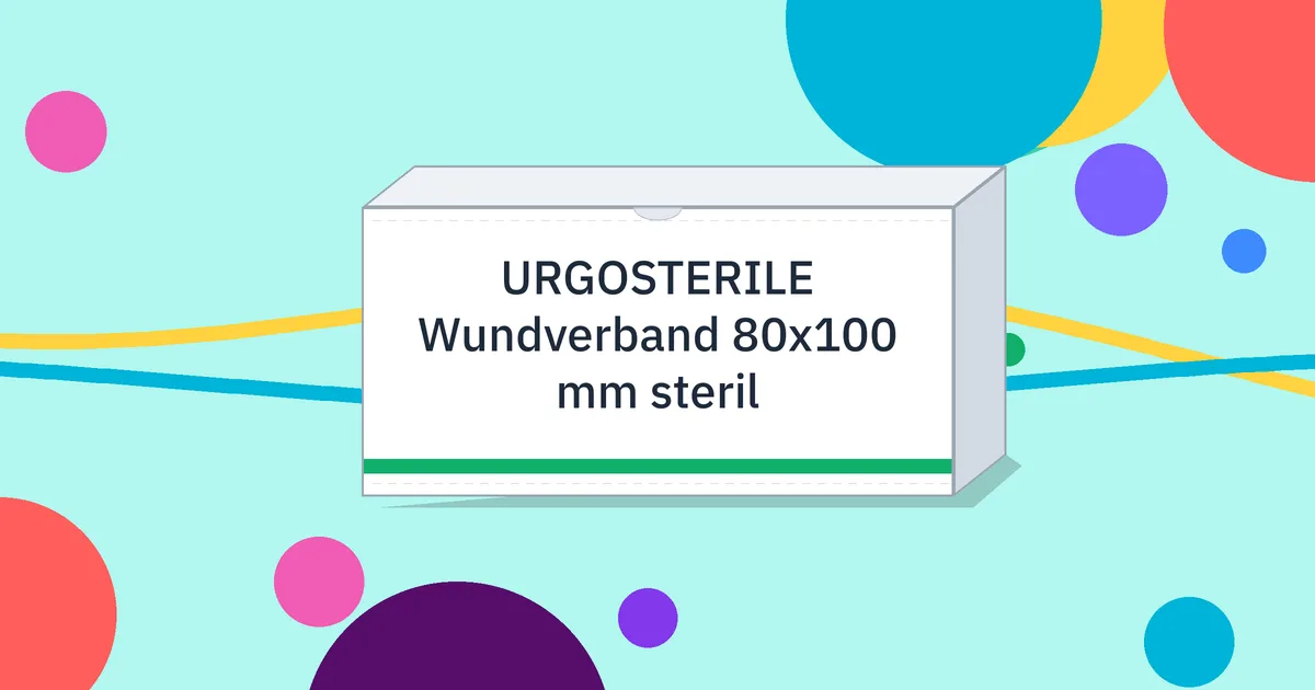 Symbolbild: Packung mit der Aufschrift URGOSTERILE Wundverband 80x100 mm steril (PZN 19068360) – Verfügbarkeit und Bezug in Apotheken in Frankfurt am Main