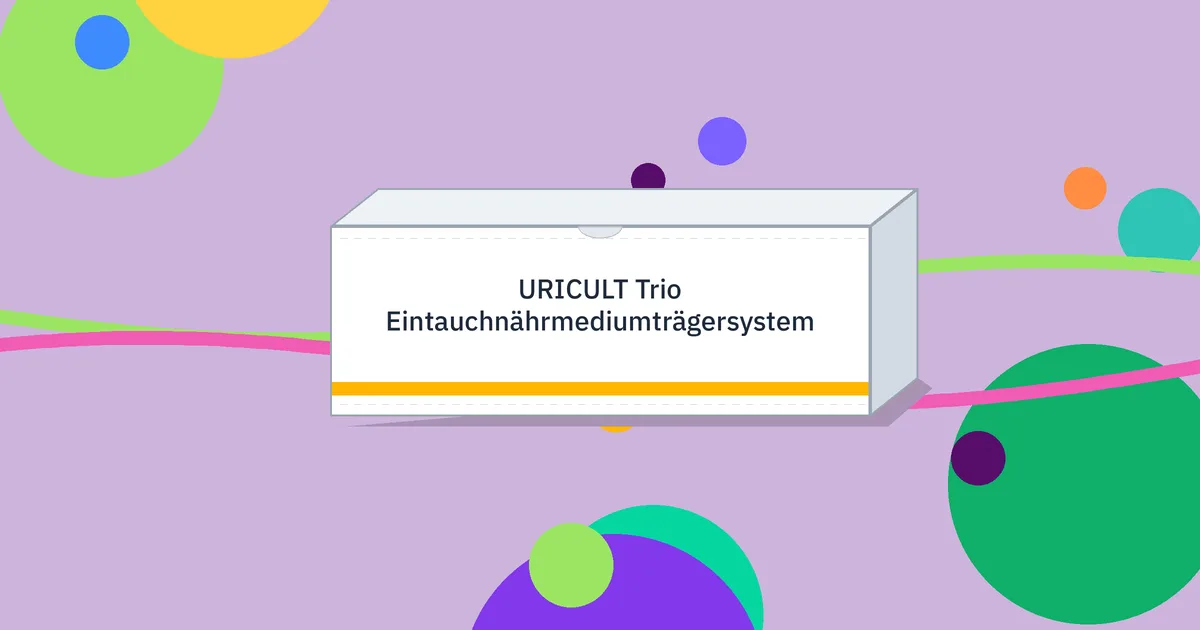Symbolbild: Packung mit der Aufschrift URICULT Trio Eintauchnährmediumträgersystem (PZN 19714423) – Verfügbarkeit und Bezug in Apotheken in Frankfurt am Main