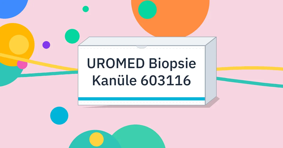 Symbolbild: Packung mit der Aufschrift UROMED Biopsie Kanüle 603116 (PZN 10267589) – Verfügbarkeit und Bezug in Apotheken in Frankfurt am Main