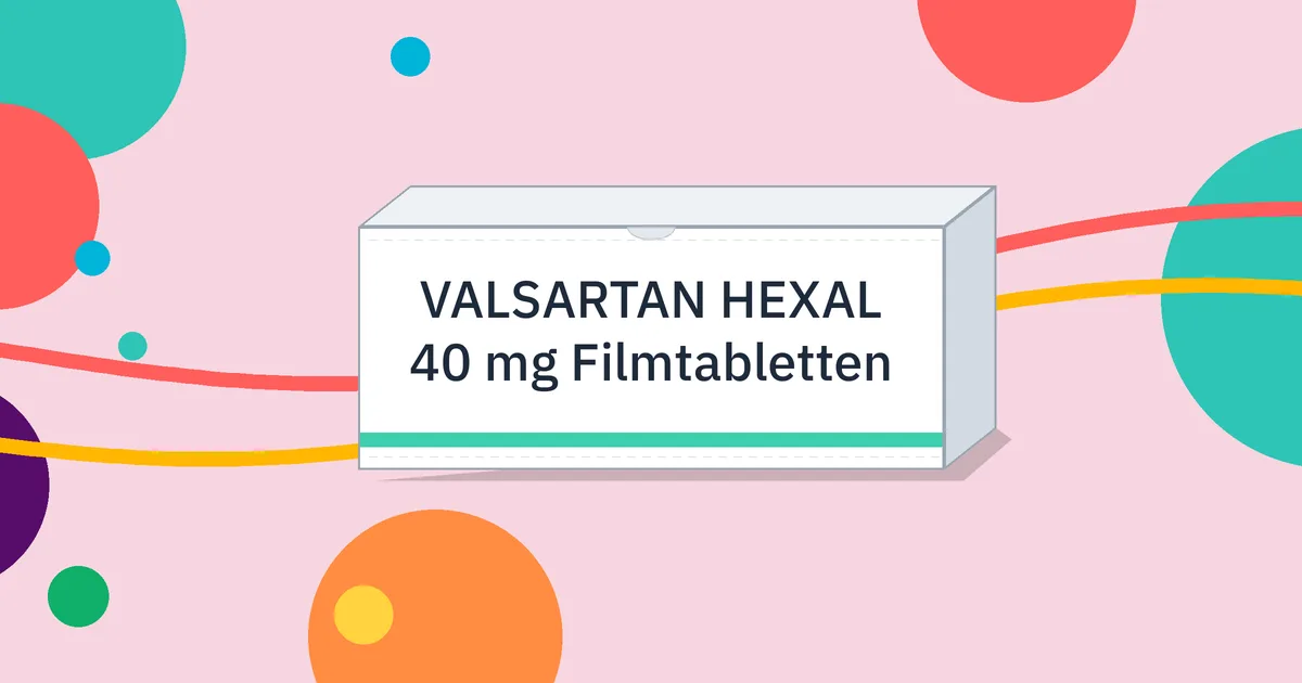 Symbolbild: Packung mit der Aufschrift VALSARTAN HEXAL 40 mg Filmtabletten (PZN 07607001) – Verfügbarkeit und Bezug in Apotheken in Frankfurt am Main