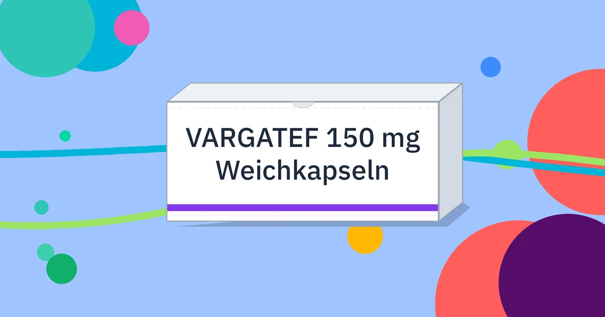 Symbolbild: Packung mit der Aufschrift VARGATEF 150 mg Weichkapseln (PZN 14307191) – Verfügbarkeit und Bezug in Apotheken in Frankfurt am Main
