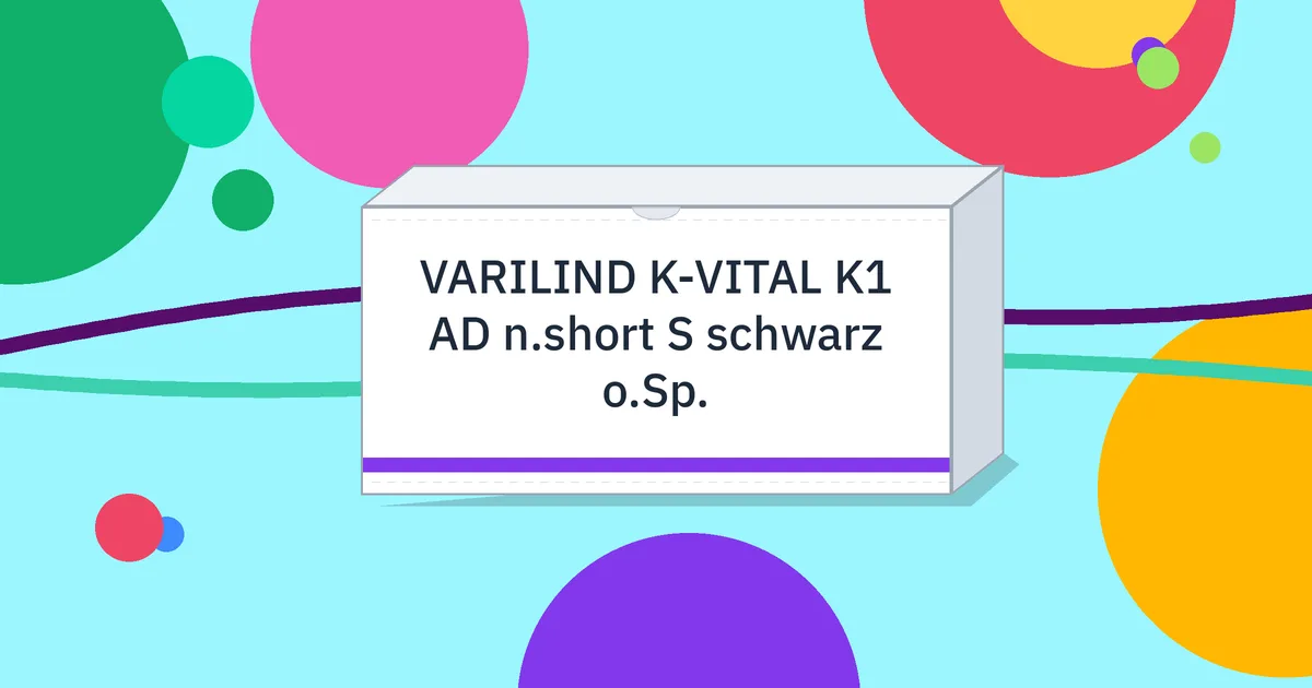Symbolbild: Packung mit der Aufschrift VARILIND K-VITAL K1 AD n.short S schwarz o.Sp. (PZN 20566761) – Verfügbarkeit und Bezug in Apotheken in Frankfurt am Main