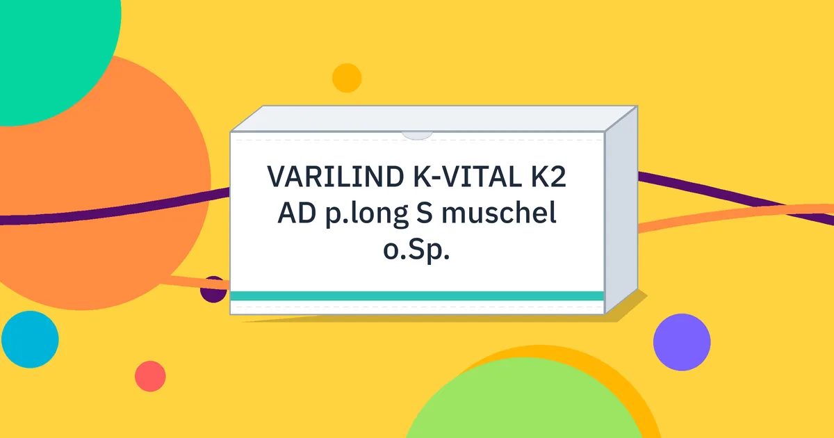 Symbolbild: Packung mit der Aufschrift VARILIND K-VITAL K2 AD p.long S muschel o.Sp. (PZN 20568866) – Verfügbarkeit und Bezug in Apotheken in Frankfurt am Main