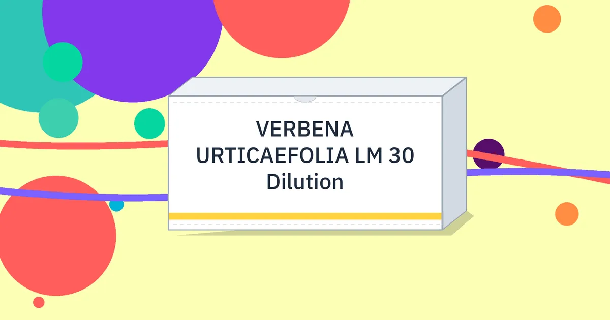 Symbolbild: Packung mit der Aufschrift VERBENA URTICAEFOLIA LM 30 Dilution (PZN 13268454) – Verfügbarkeit und Bezug in Apotheken in Frankfurt am Main