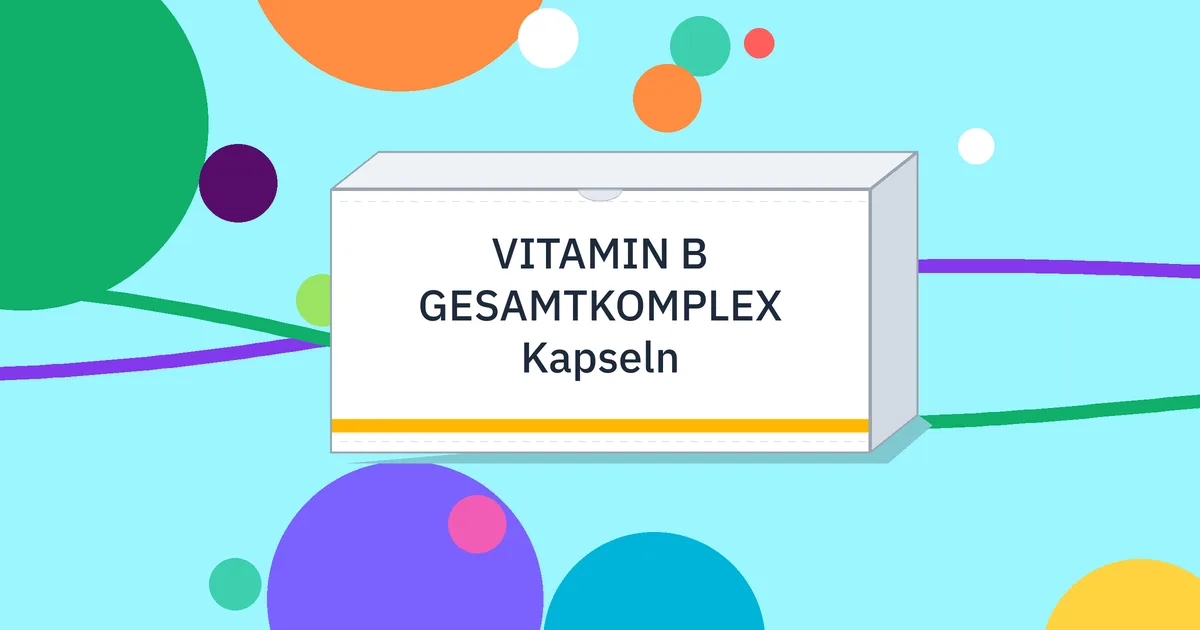 Symbolbild: Packung mit der Aufschrift VITAMIN B GESAMTKOMPLEX Kapseln (PZN 04722670) – Verfügbarkeit und Bezug in Apotheken in Frankfurt am Main