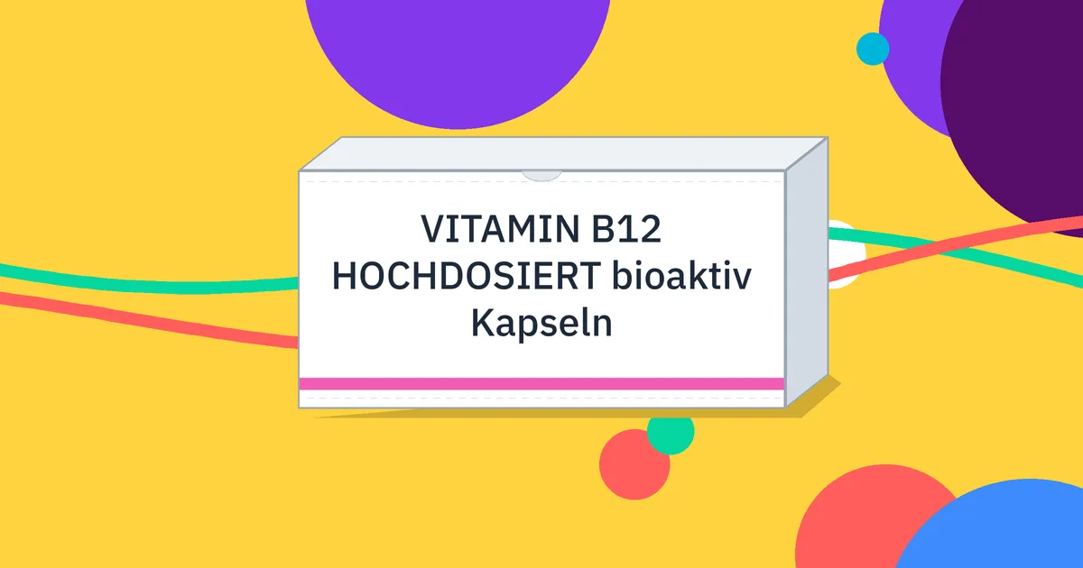Symbolbild: Packung mit der Aufschrift VITAMIN B12 HOCHDOSIERT bioaktiv Kapseln (PZN 19099716) – Verfügbarkeit und Bezug in Apotheken in Frankfurt am Main