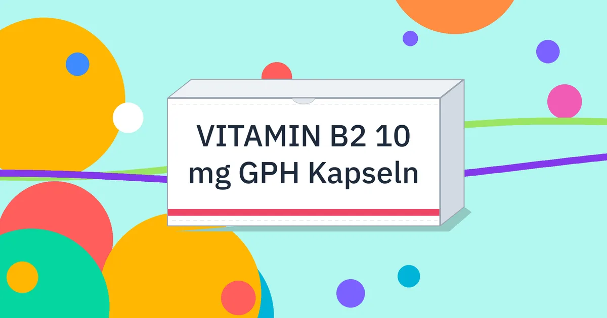 Symbolbild: Packung mit der Aufschrift VITAMIN B2 10 mg GPH Kapseln (PZN 16571029) – Verfügbarkeit und Bezug in Apotheken in Frankfurt am Main