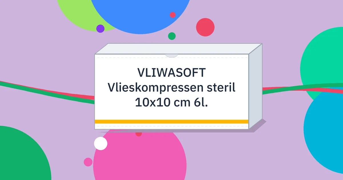 Symbolbild: Packung mit der Aufschrift VLIWASOFT Vlieskompressen steril 10x10 cm 6l. (PZN 20089427) – Verfügbarkeit und Bezug in Apotheken in Frankfurt am Main