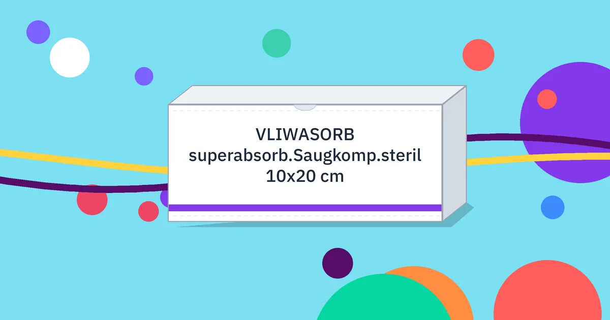 Symbolbild: Packung mit der Aufschrift VLIWASORB superabsorb.Saugkomp.steril 10x20 cm (PZN 15821990) – Verfügbarkeit und Bezug in Apotheken in Frankfurt am Main