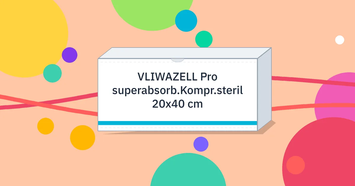 Symbolbild: Packung mit der Aufschrift VLIWAZELL Pro superabsorb.Kompr.steril 20x40 cm (PZN 20611711) – Verfügbarkeit und Bezug in Apotheken in Frankfurt am Main