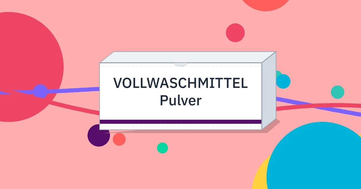 Symbolbild: Packung mit der Aufschrift VOLLWASCHMITTEL Pulver (PZN 02694780) – Verfügbarkeit und Bezug in Apotheken in Frankfurt am Main