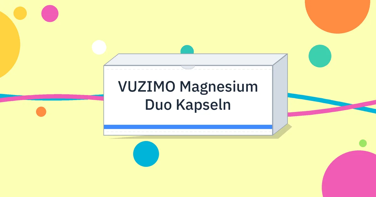 Symbolbild: Packung mit der Aufschrift VUZIMO Magnesium Duo Kapseln (PZN 20918763) – Verfügbarkeit und Bezug in Apotheken in Frankfurt am Main