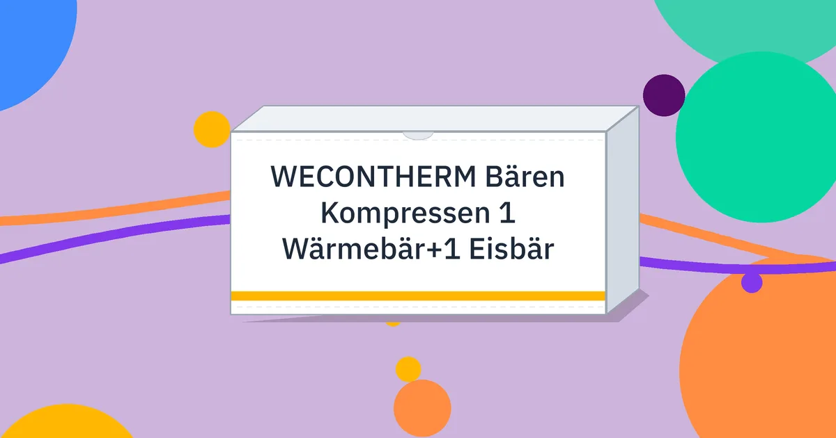 Symbolbild: Packung mit der Aufschrift WECONTHERM Bären Kompressen 1 Wärmebär+1 Eisbär (PZN 01615933) – Verfügbarkeit und Bezug in Apotheken in Frankfurt am Main