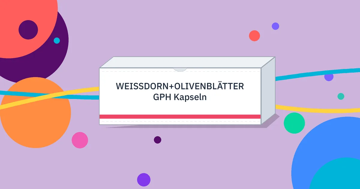 Symbolbild: Packung mit der Aufschrift WEISSDORN+OLIVENBLÄTTER GPH Kapseln (PZN 00966613) – Verfügbarkeit und Bezug in Apotheken in Frankfurt am Main