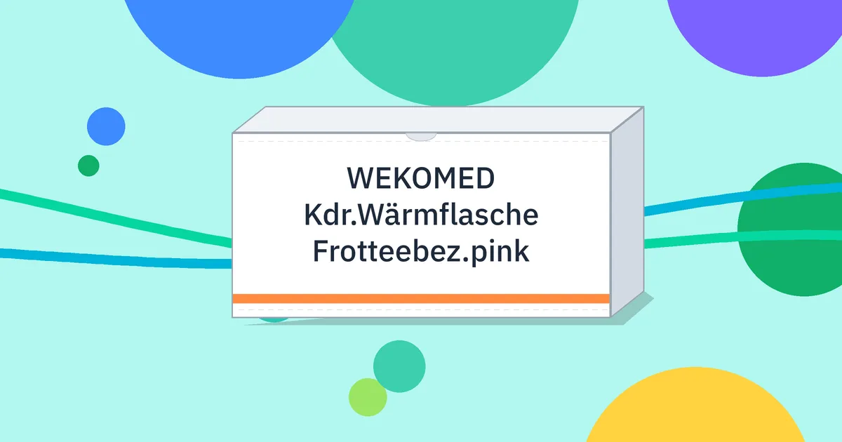 Symbolbild: Packung mit der Aufschrift WEKOMED Kdr.Wärmflasche Frotteebez.pink (PZN 04921487) – Verfügbarkeit und Bezug in Apotheken in Frankfurt am Main