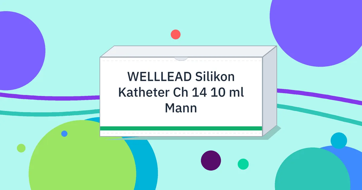 Symbolbild: Packung mit der Aufschrift WELLLEAD Silikon Katheter Ch 14 10 ml Mann (PZN 19672179) – Verfügbarkeit und Bezug in Apotheken in Frankfurt am Main