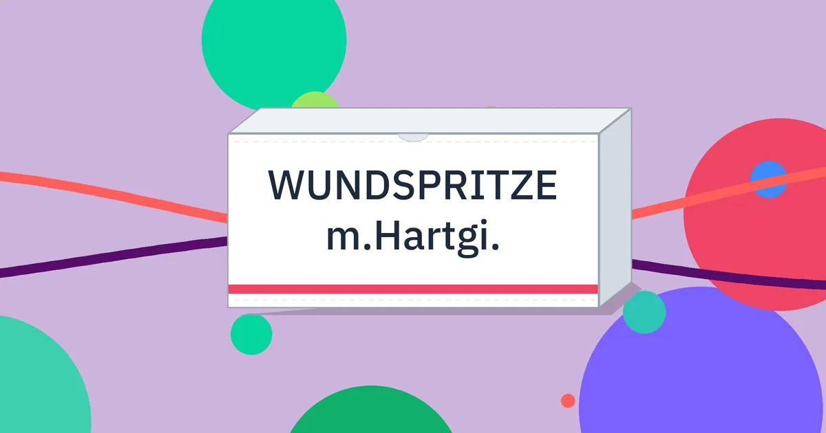 Symbolbild: Packung mit der Aufschrift WUNDSPRITZE m.Hartgi. (PZN 01741218) – Verfügbarkeit und Bezug in Apotheken in Frankfurt am Main