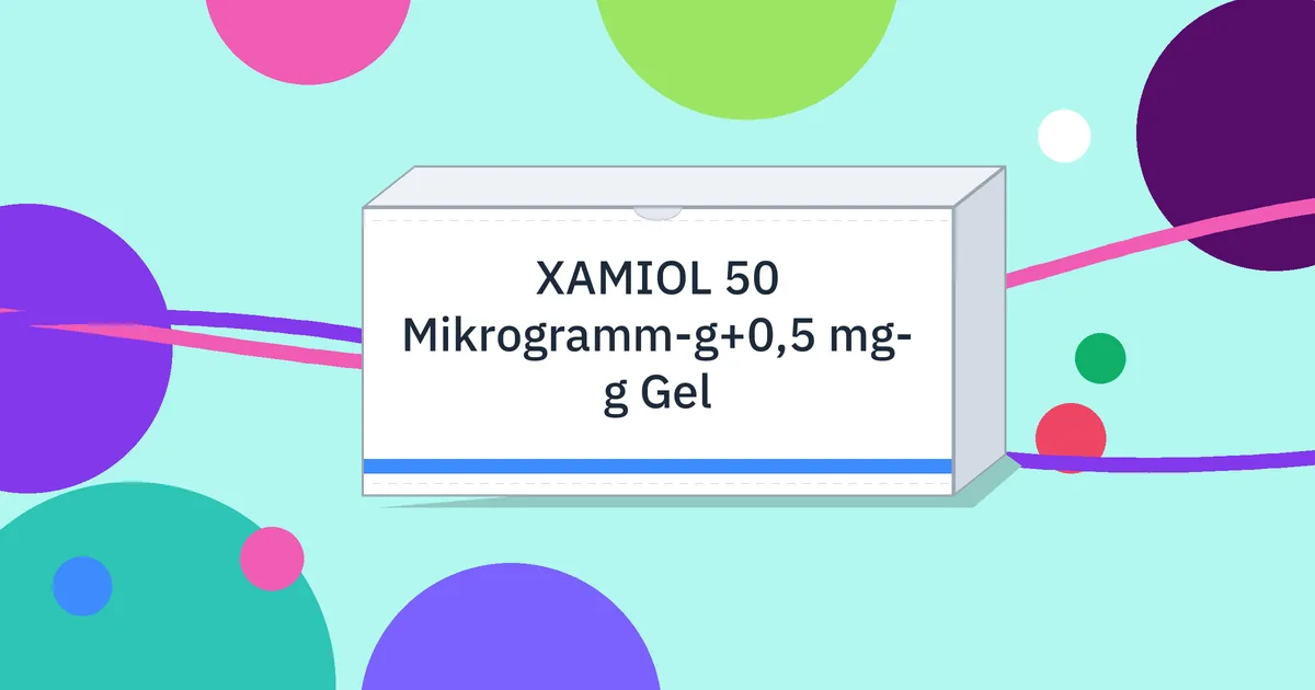 Symbolbild: Packung mit der Aufschrift XAMIOL 50 Mikrogramm-g+0,5 mg-g Gel (PZN 09466332) – Verfügbarkeit und Bezug in Apotheken in Frankfurt am Main