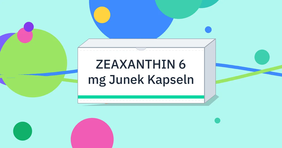 Symbolbild: Packung mit der Aufschrift ZEAXANTHIN 6 mg Junek Kapseln (PZN 03535405) – Verfügbarkeit und Bezug in Apotheken in Frankfurt am Main