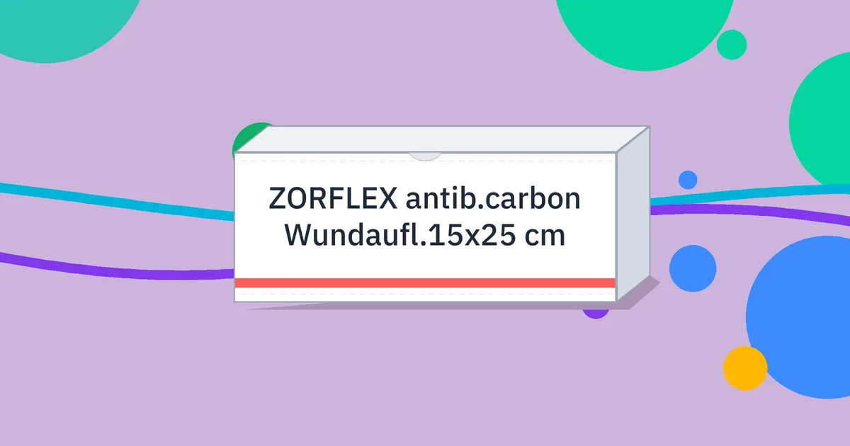 Symbolbild: Packung mit der Aufschrift ZORFLEX antib.carbon Wundaufl.15x25 cm (PZN 18202247) – Verfügbarkeit und Bezug in Apotheken in Frankfurt am Main