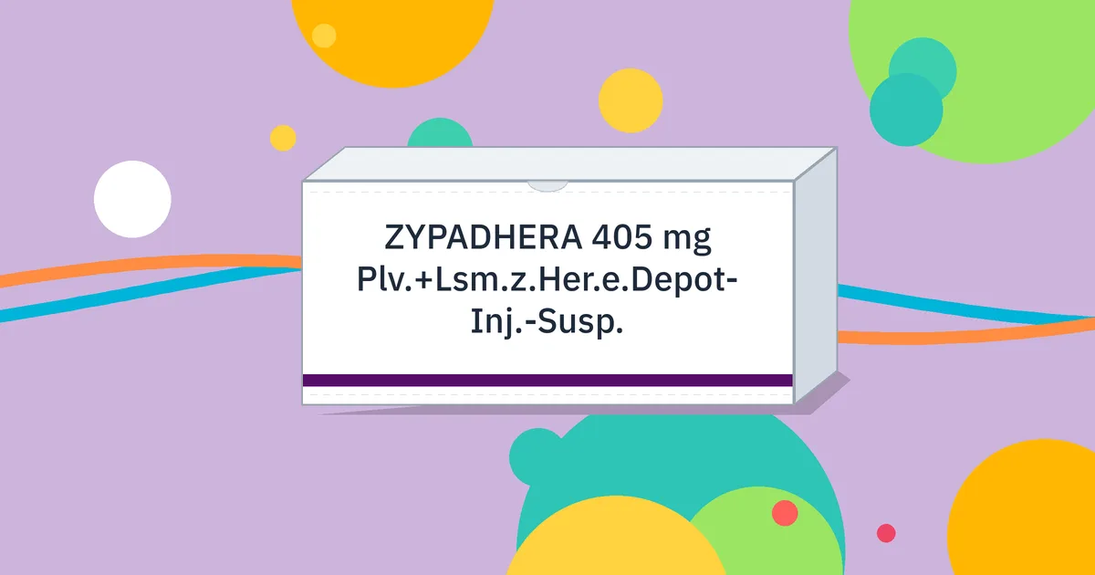 Symbolbild: Packung mit der Aufschrift ZYPADHERA 405 mg Plv.+Lsm.z.Her.e.Depot-Inj.-Susp. (PZN 15416060) – Verfügbarkeit und Bezug in Apotheken in Frankfurt am Main