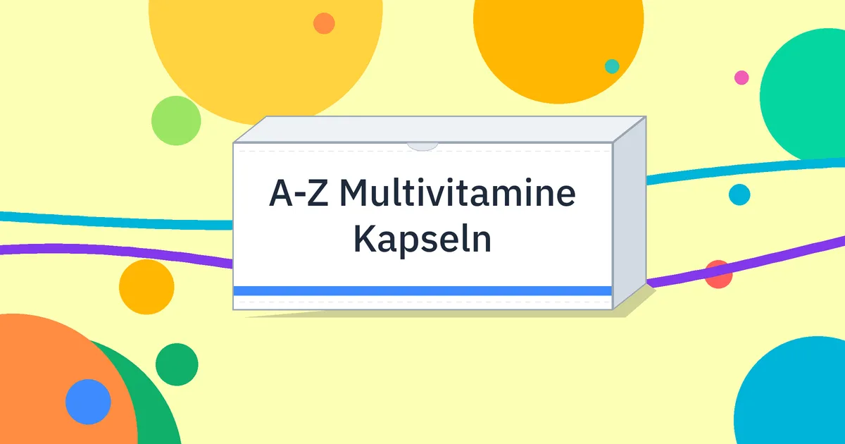 Symbolbild: Packung mit der Aufschrift A-Z Multivitamine Kapseln (PZN 17382336) – Verfügbarkeit und Bezug in Apotheken in Frankfurt am Main