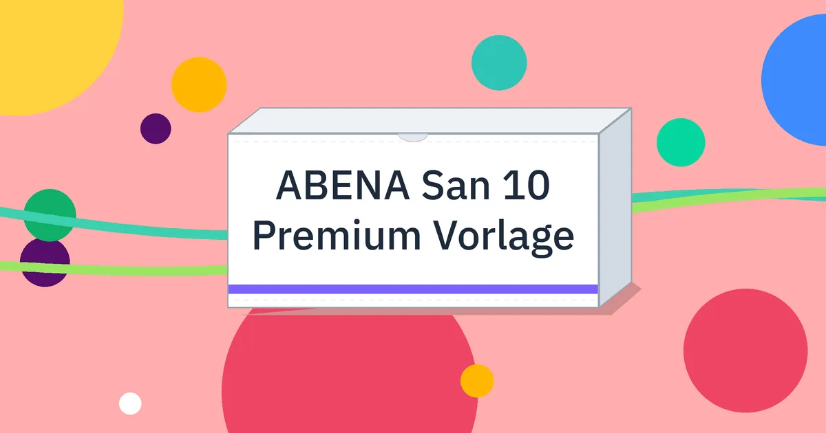 Symbolbild: Packung mit der Aufschrift ABENA San 10 Premium Vorlage (PZN 10219768) – Verfügbarkeit und Bezug in Apotheken in Frankfurt am Main