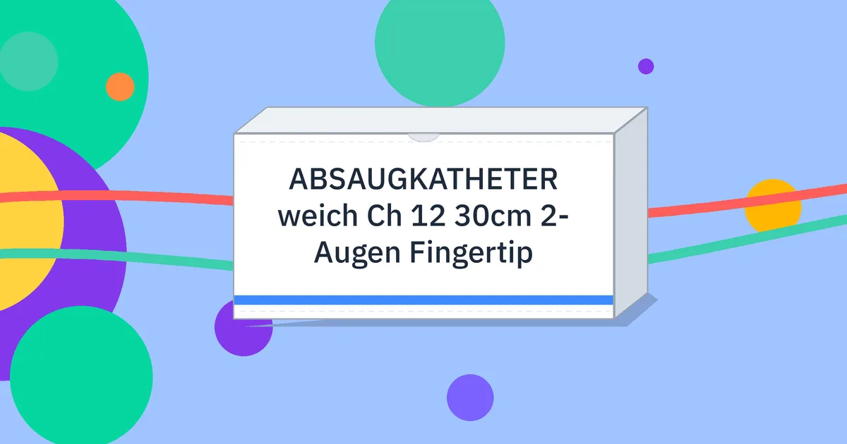 Symbolbild: Packung mit der Aufschrift ABSAUGKATHETER weich Ch 12 30cm 2-Augen Fingertip (PZN 00746900) – Verfügbarkeit und Bezug in Apotheken in Frankfurt am Main