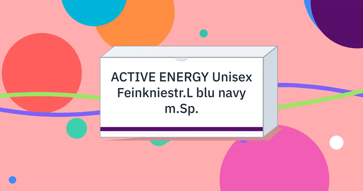 Symbolbild: Packung mit der Aufschrift ACTIVE ENERGY Unisex Feinkniestr.L blu navy m.Sp. (PZN 06448492) – Verfügbarkeit und Bezug in Apotheken in Frankfurt am Main